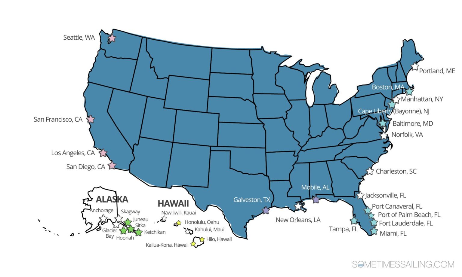 United States Cruise Ports Map and Useful Information
